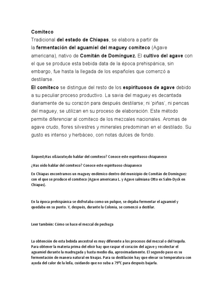 Comiteco | PDF | Bebidas | Naturaleza