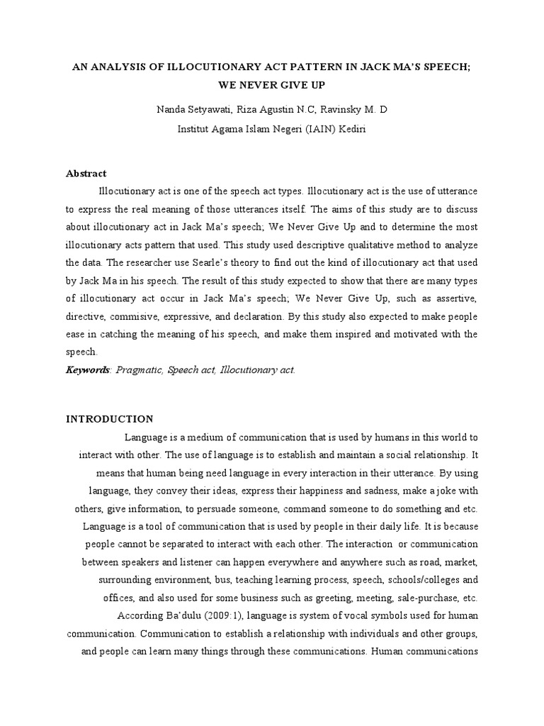 Mini Research of Analysis Jack Ma Speech by Nanda, Riza and Pinky ...