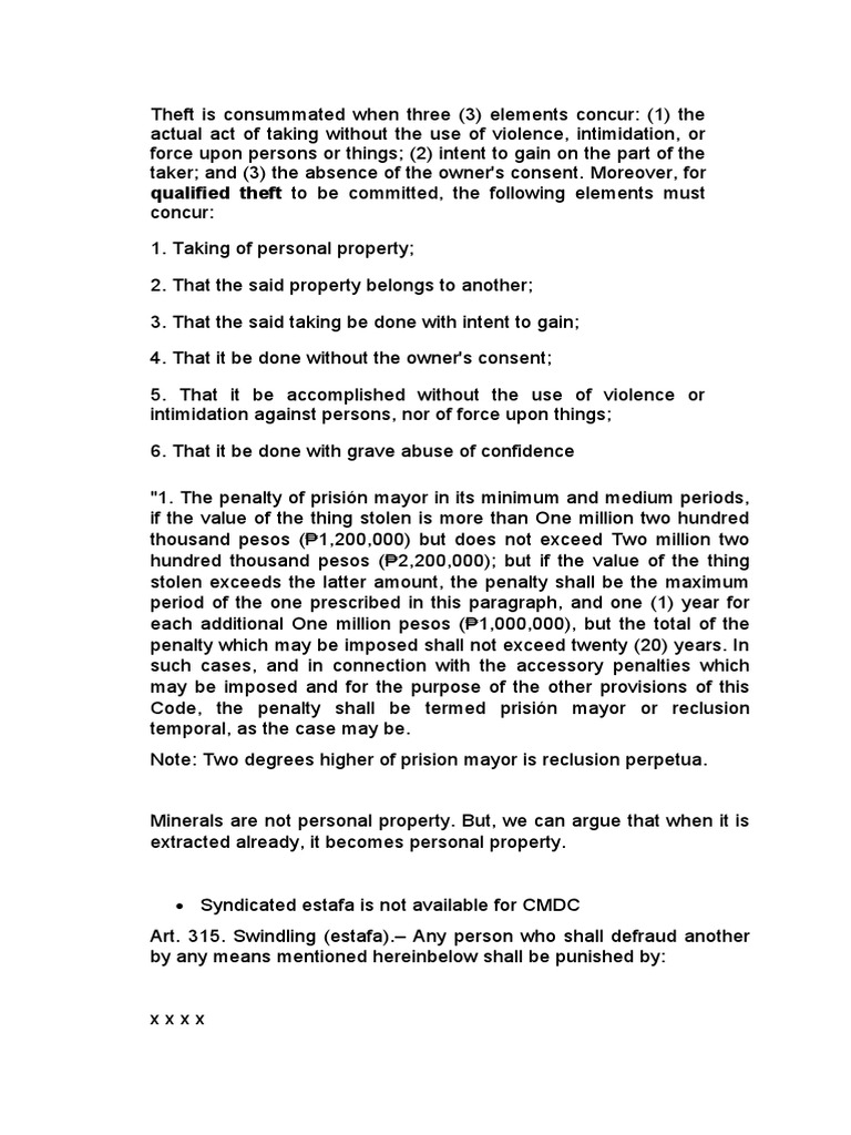 Qualified Theft To Be Committed, The Following Elements Must | Download ...