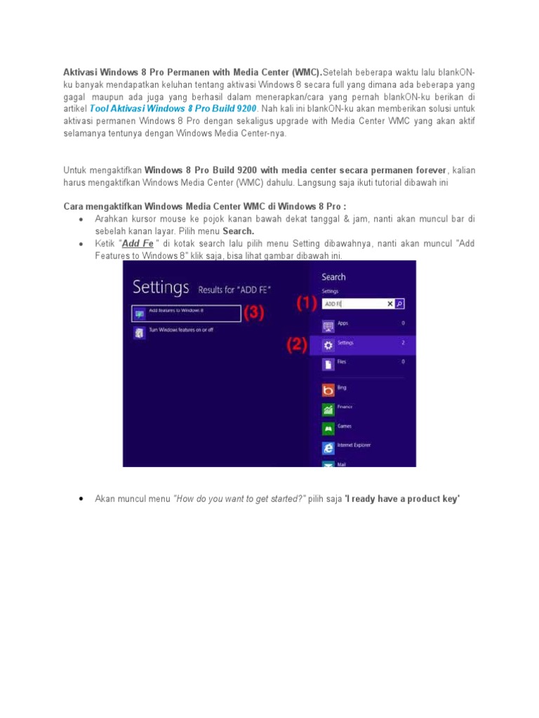 Aktivasi Permanen Windows 8 Pro WMC | PDF
