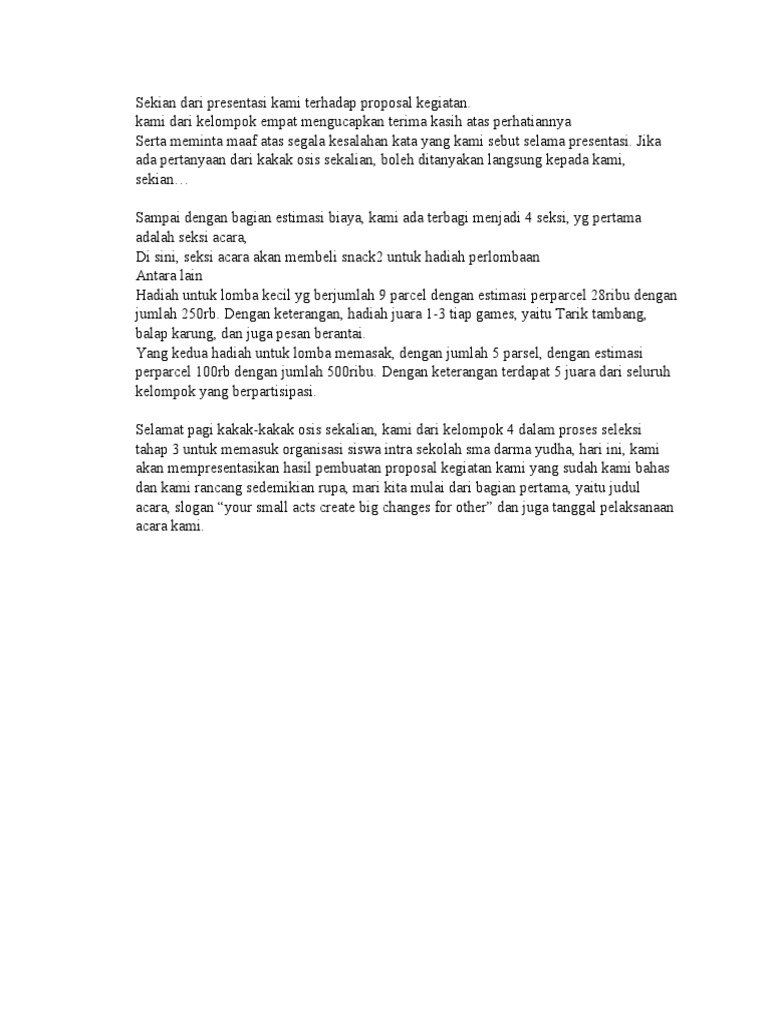 Teks Presentasi! | PDF