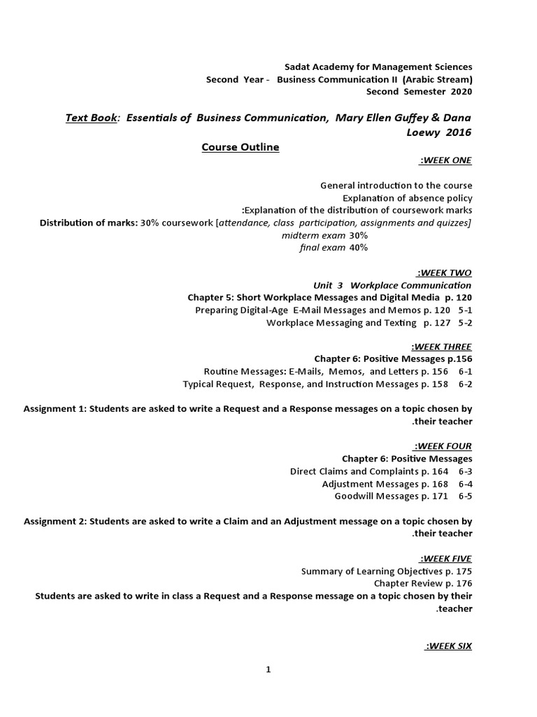 Business Communication II Course Outline | PDF | Persuasion | Human Nature