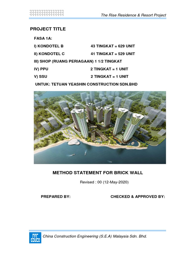 Method Statement For Brick Wall | PDF | Brick | Masonry