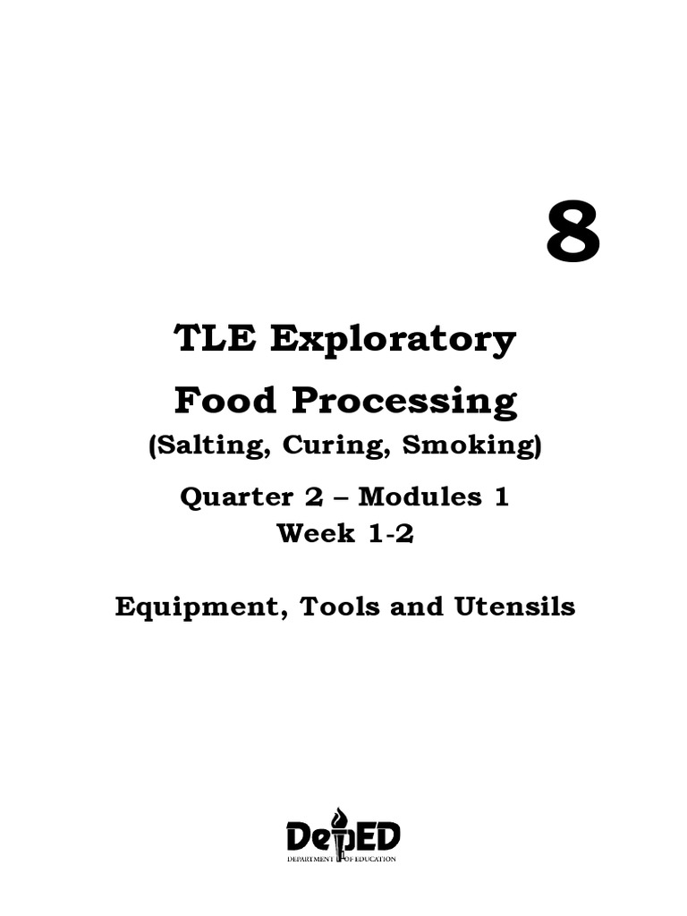 TLE FoodProcessing8 Q2M1 Week1 2 | PDF | Smoking (Cooking) | Cookware ...