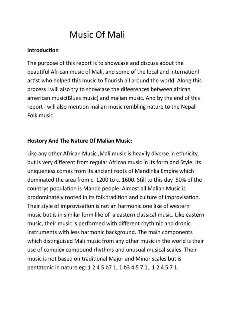 Music of Mali | PDF | Mali | Performing Arts