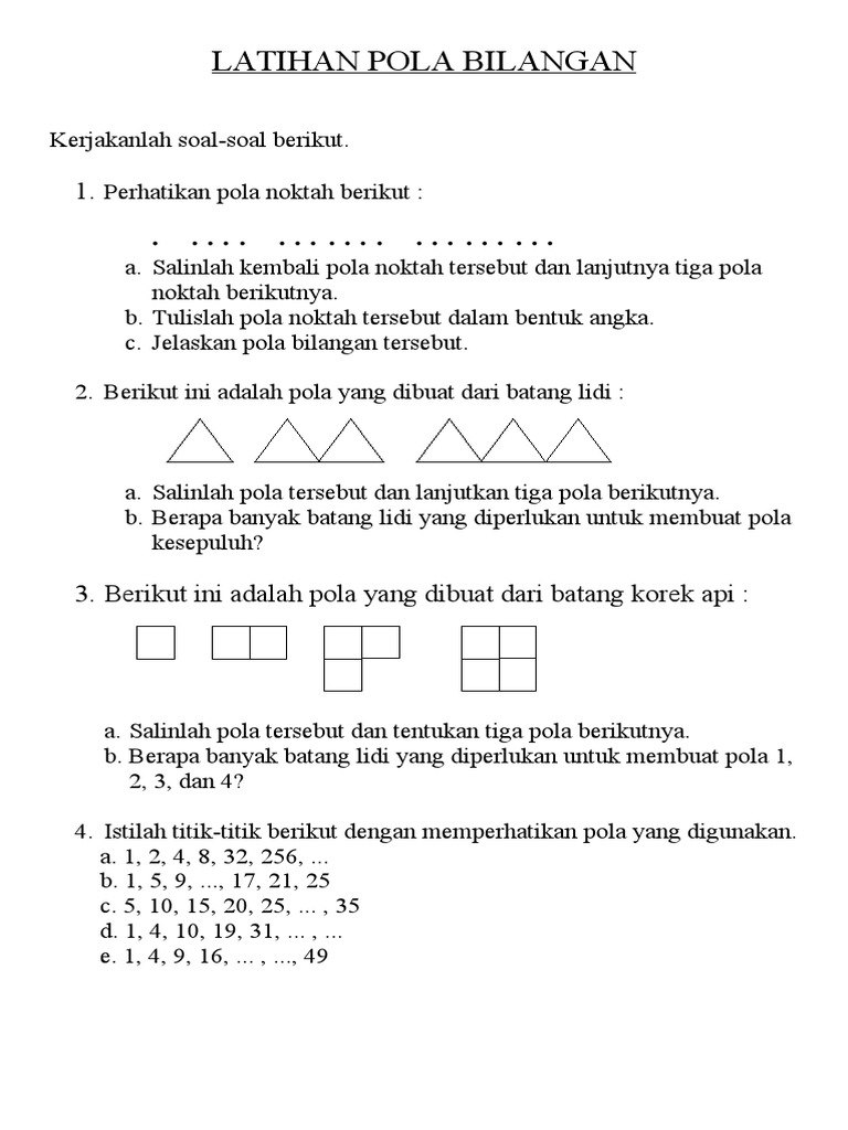 Latihan Pola Bilangan | PDF
