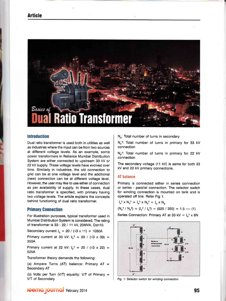 IEEMA Basics of Dual Ratio Transformers PDF | PDF | Volt | Transformer