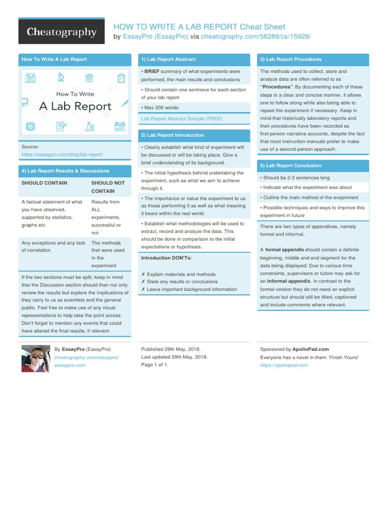 How To Write A Lab Report Cheat Sheet: by Via | PDF | Experiment | Science