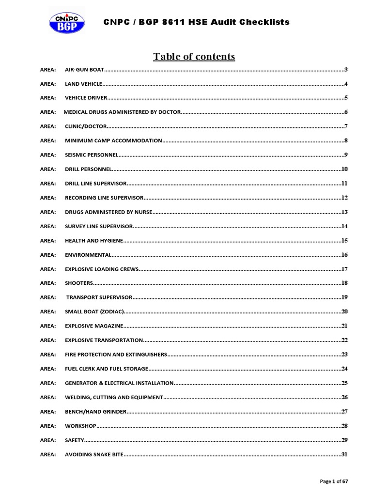 BGP 8611 Audit Checklist - Rev | PDF | Electrical Wiring | Vehicles