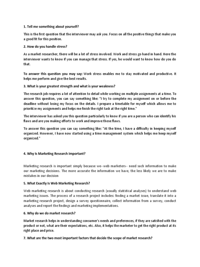 Market Researcher Interview | PDF | Market Analysis | Marketing Research