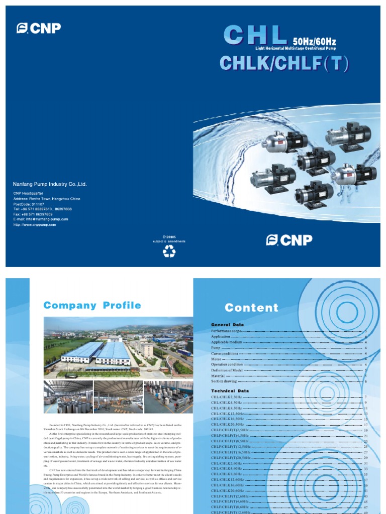 Catalog CNP Horizontal Pump (CHL, CHLF) PDF | PDF