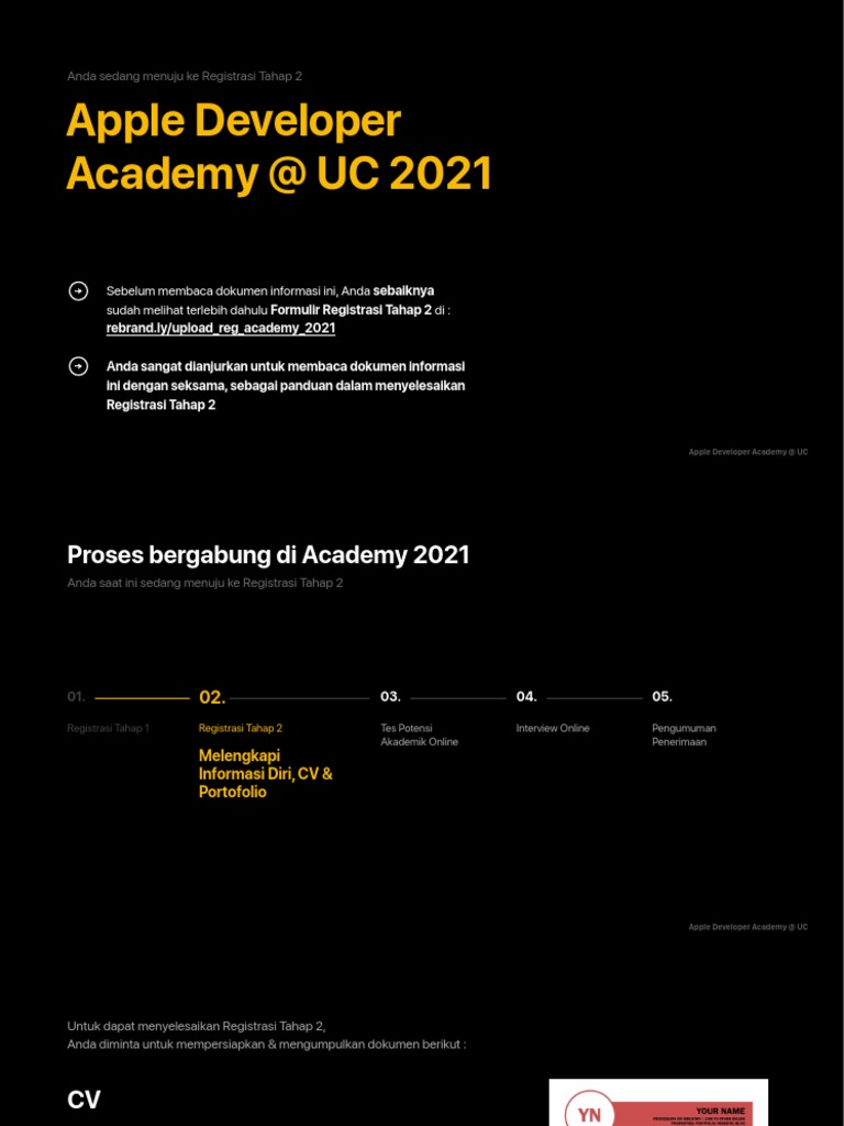 Kelengkapan Registrasi Apple Developer Academy at UC 2021 | PDF