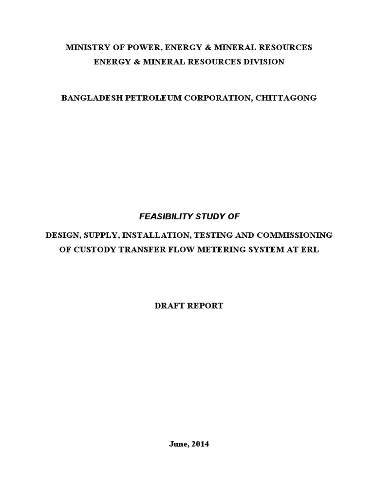 Feasibility Study Report of Custody Transfer Flow Meter With Master ...