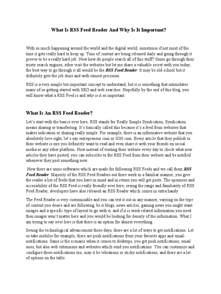 What Is RSS Feed Reader and Why Is It Important? | PDF | Online ...