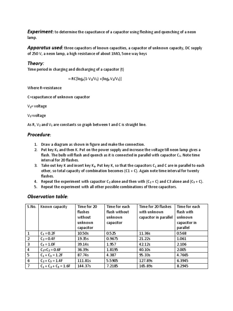 Neon Lamp | PDF | Series And Parallel Circuits | Capacitor