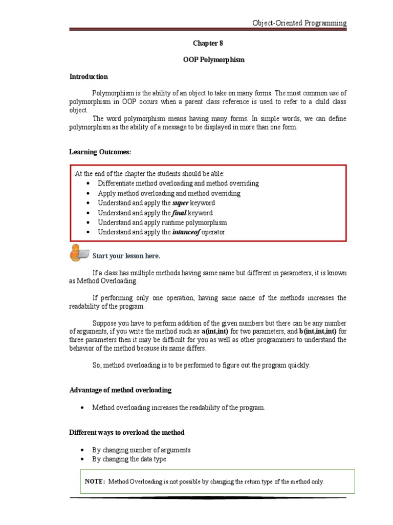 Module 8 Oop Pdf Method Computer Programming Inheritance Object Oriented Programming