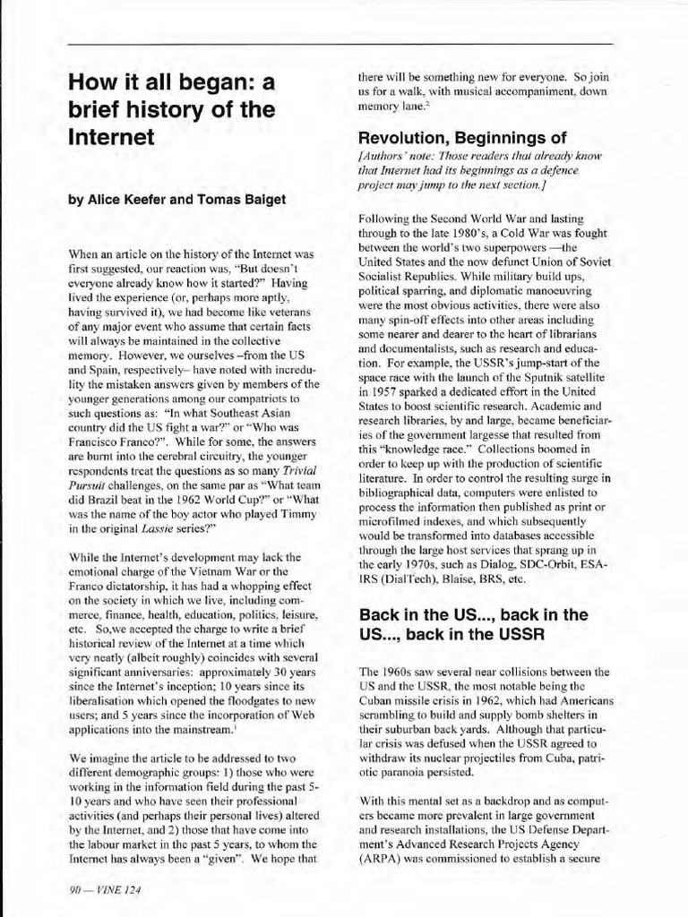 How It All Began: A Brief History of The Internet | PDF | Internet ...
