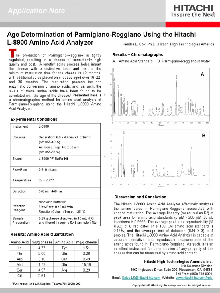Hitachi Application Note Cheese Rev01 | PDF | Parmigiano Reggiano ...