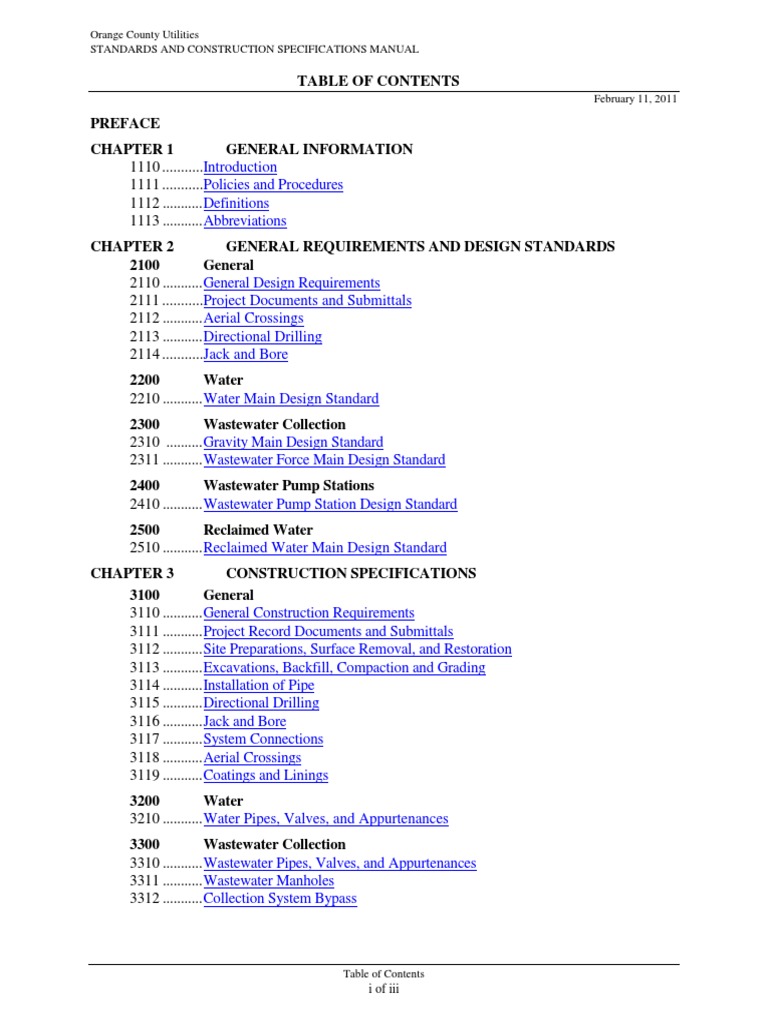 Orange County Utilities Standards and Construction Specifications ...