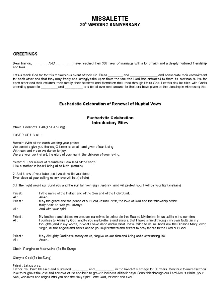 Missalette For Wedding | PDF | God The Father | Jesus