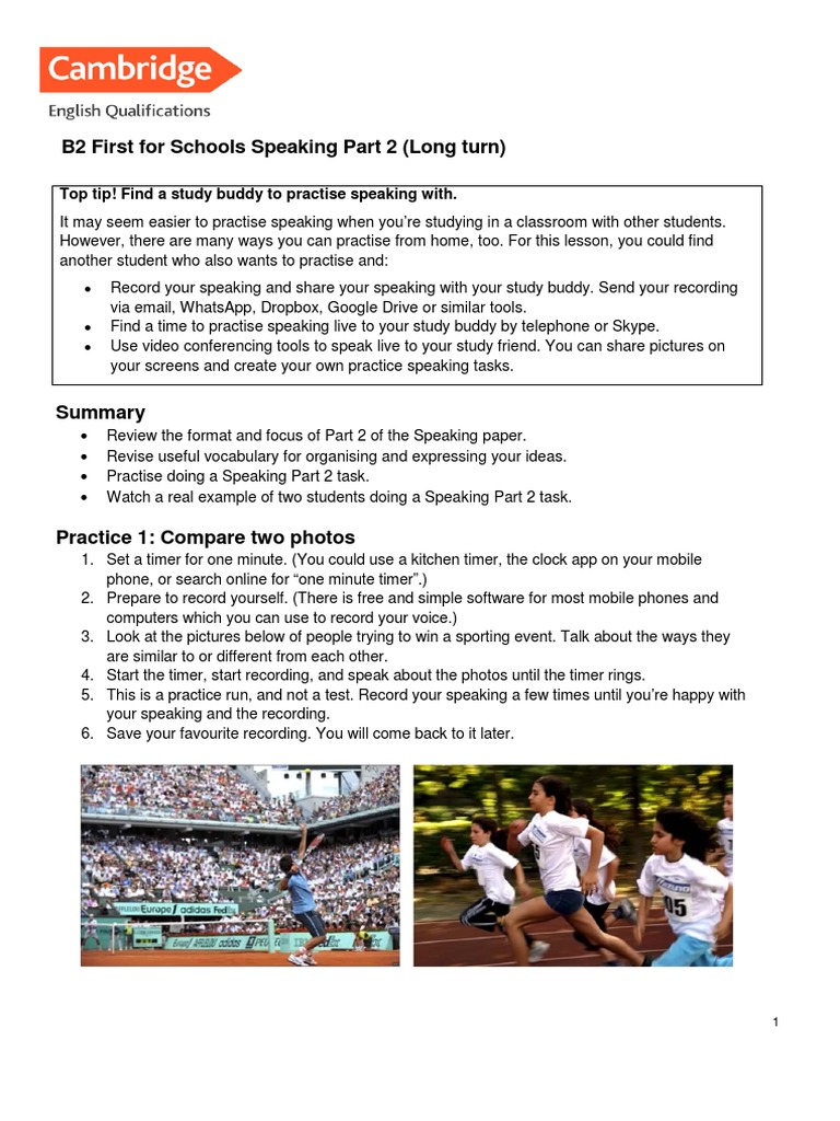 B2 Speaking Part 2: Photo Comparison Guide | PDF | Question | Test ...