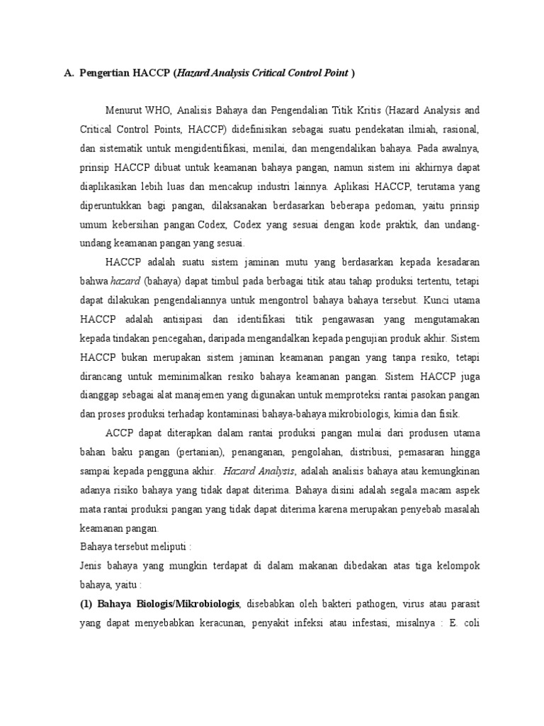 Penerapan Sistem HACCP dalam Pangan | PDF
