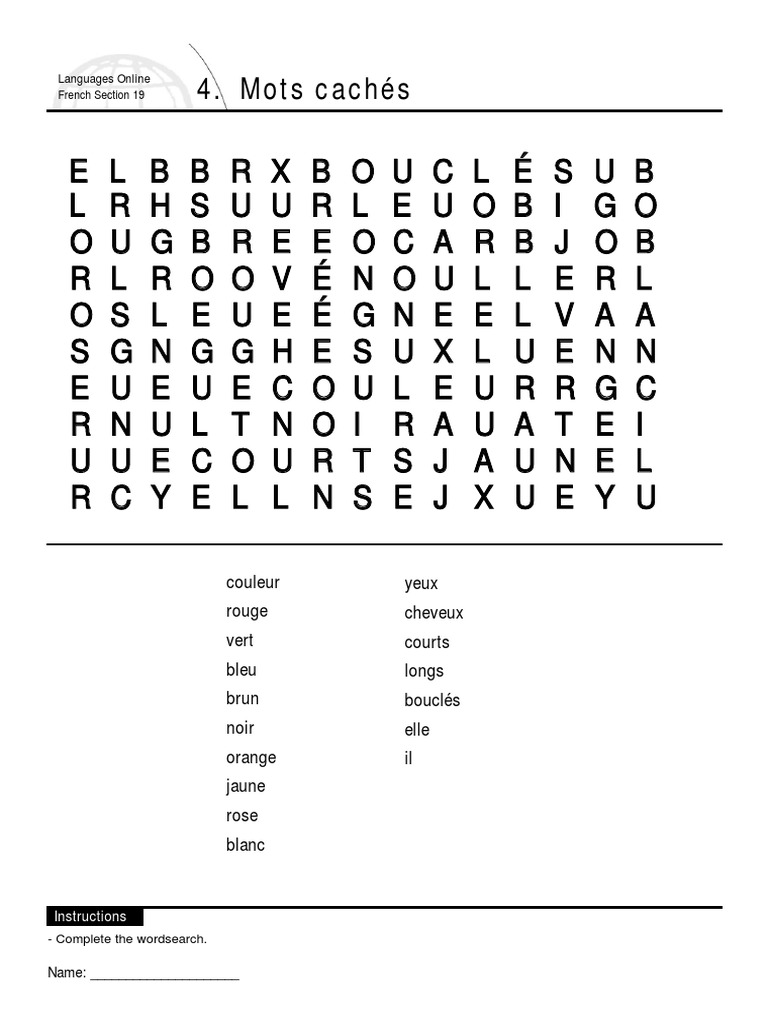 Print4 (14) Mots Caches Vocabulaire Description Physique | PDF