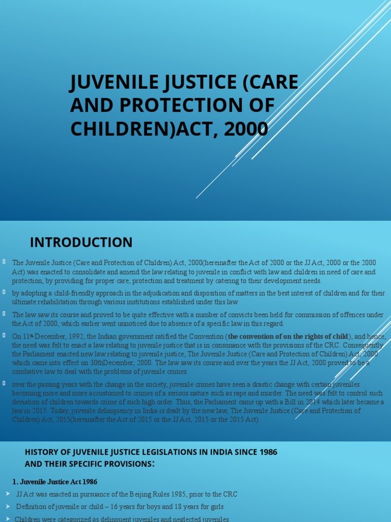 Juvenile Justice (Care and Protection of CHILDREN) ACT, 2000 | PDF ...