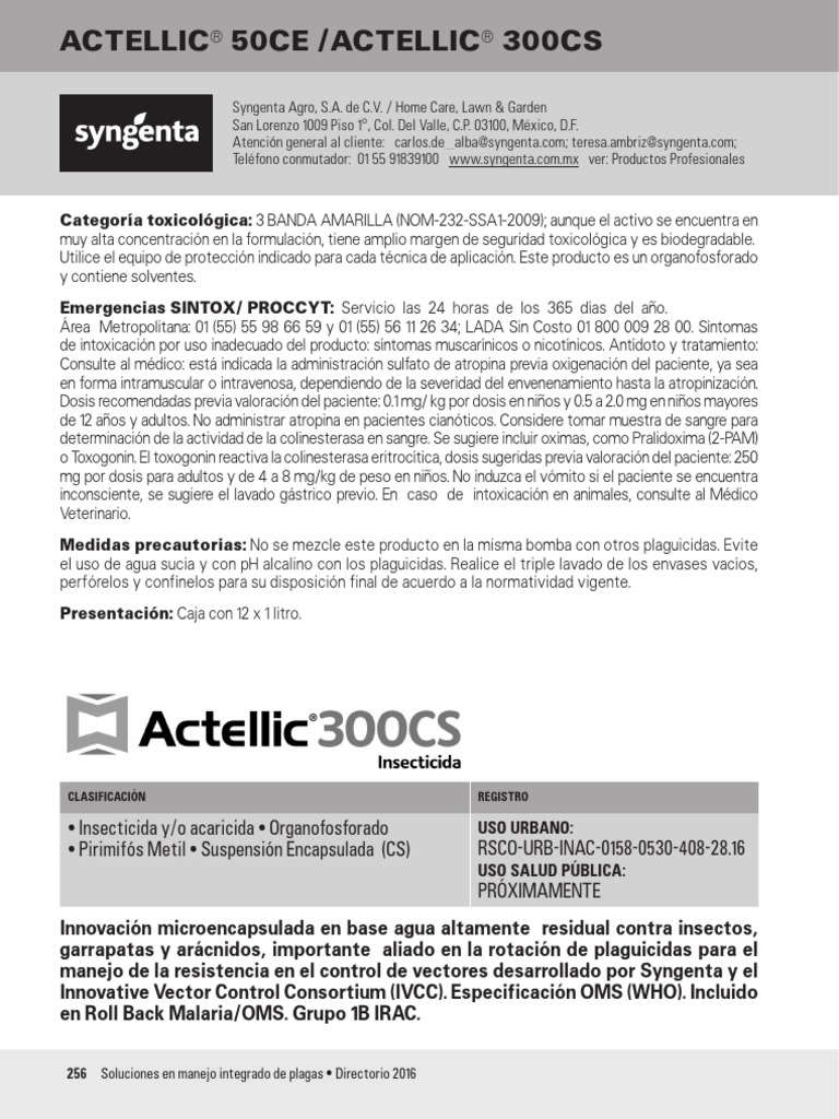 Actellic 300cs | PDF | Malaria | Presión