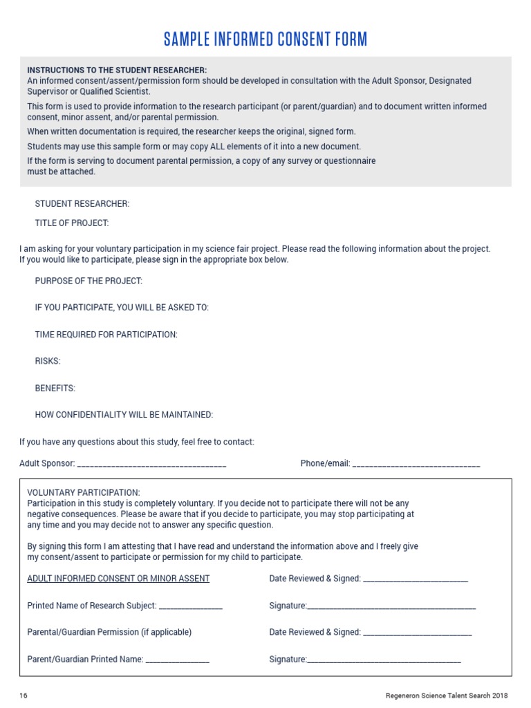 Sample Informed Consent Form | PDF | Informed Consent | Social Institutions