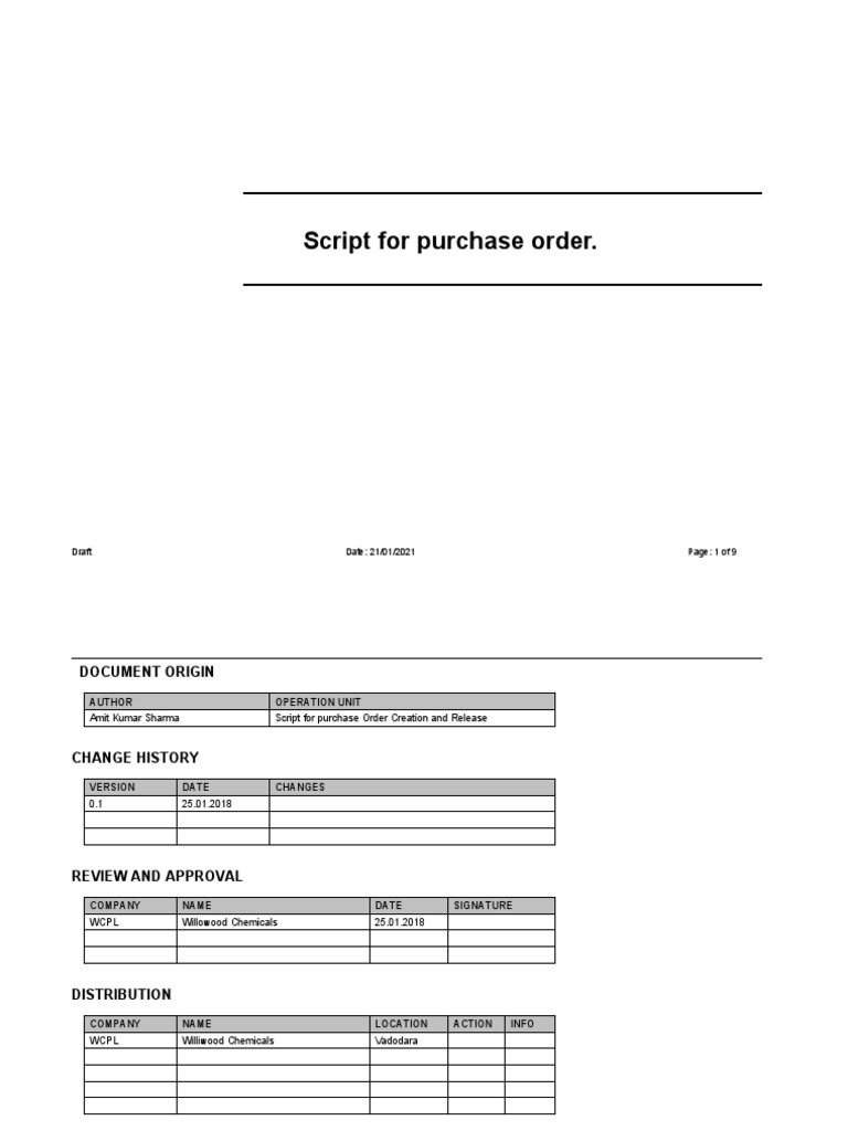 Purchase Order - Script | PDF
