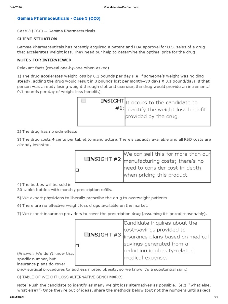 Gamma Pharmaceuticals - Case 3 (CC0) | PDF | Prescription Drugs ...