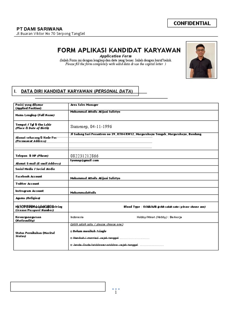A Form Aplikasi Karyawan | PDF