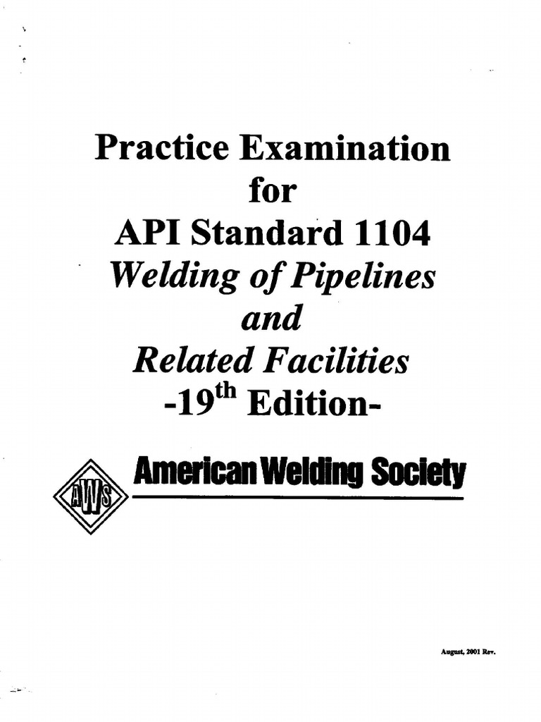 Code API 1104 Sample Exam 2001 | PDF