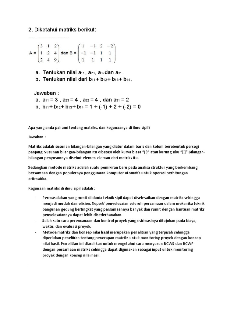 Diketahui Matriks Berikut | PDF