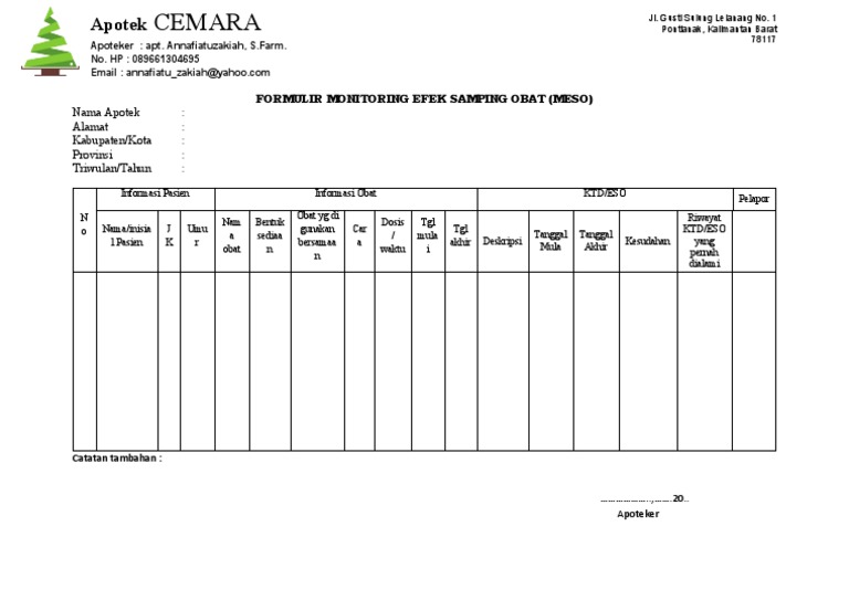 KOP-FORM Monitoring-Efek-Samping-Obat | PDF