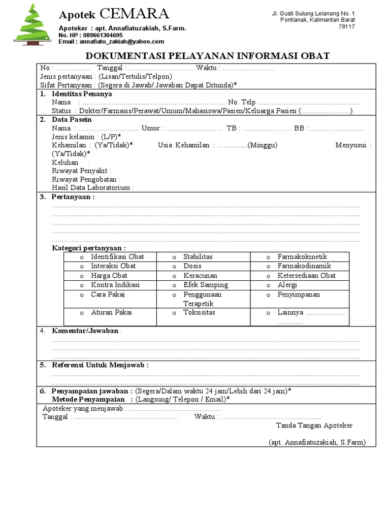 Kop-Form Pelayanan Informasi Obat | PDF