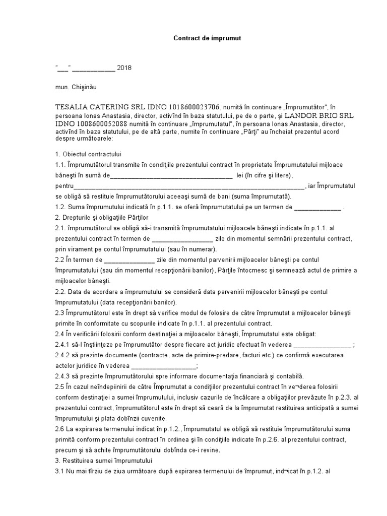 Contract de Imprumut | PDF