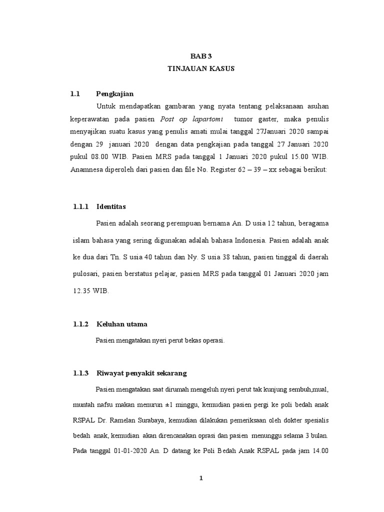 Asuhan Keperawatan Pasien Tumor Gaster | PDF