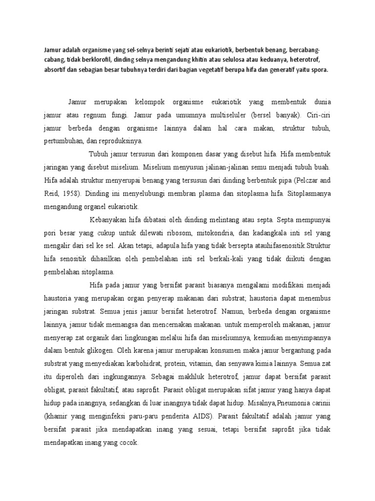 Jamur Adalah Organisme Yang Sel | PDF