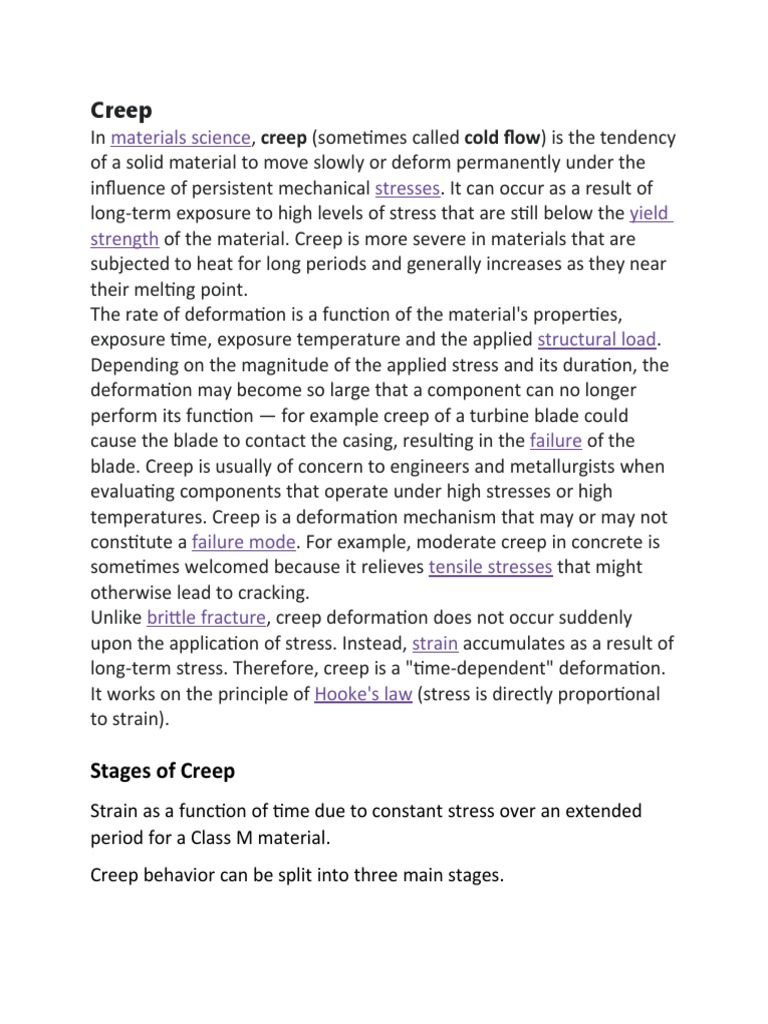 Creep: Materials Science Stresses Yield Strength | PDF | Creep ...