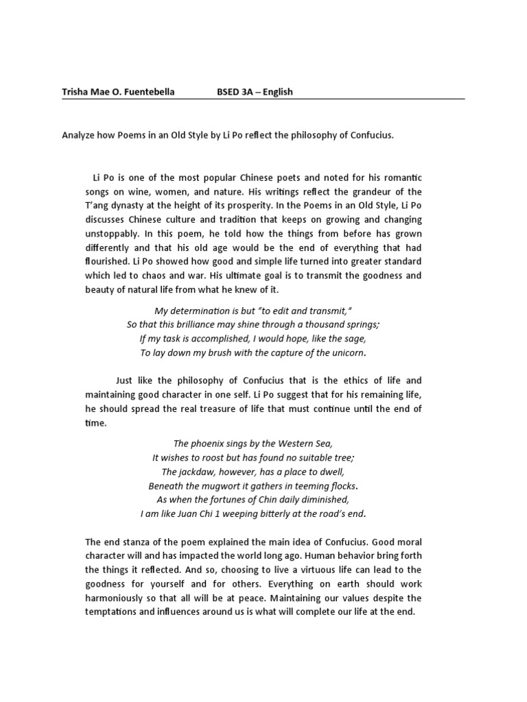 Analysis Old Style by Li Po | PDF