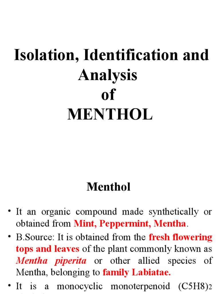 Menthol (Isolation, Identification and Analysis) | PDF | Chromatography ...
