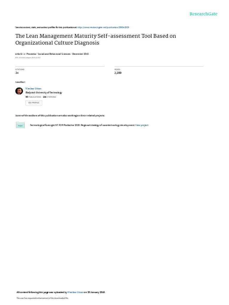 The Lean Management Maturity Self-Assessment Tool | PDF ...