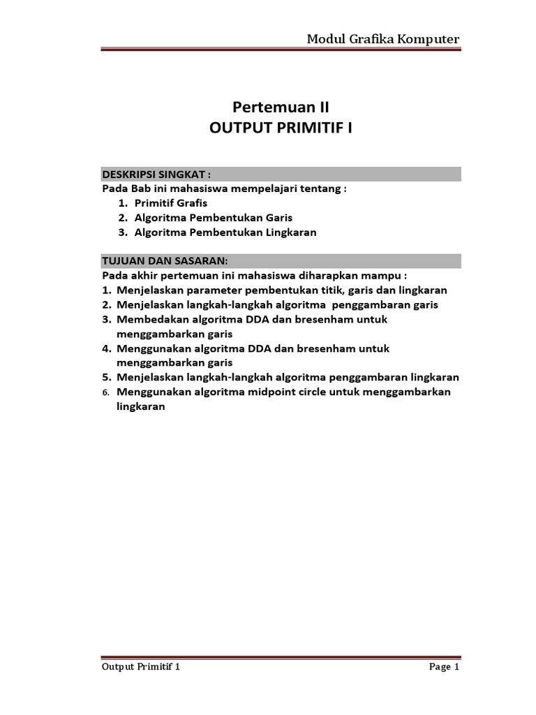 Modul 2 Output Primitif1 | PDF