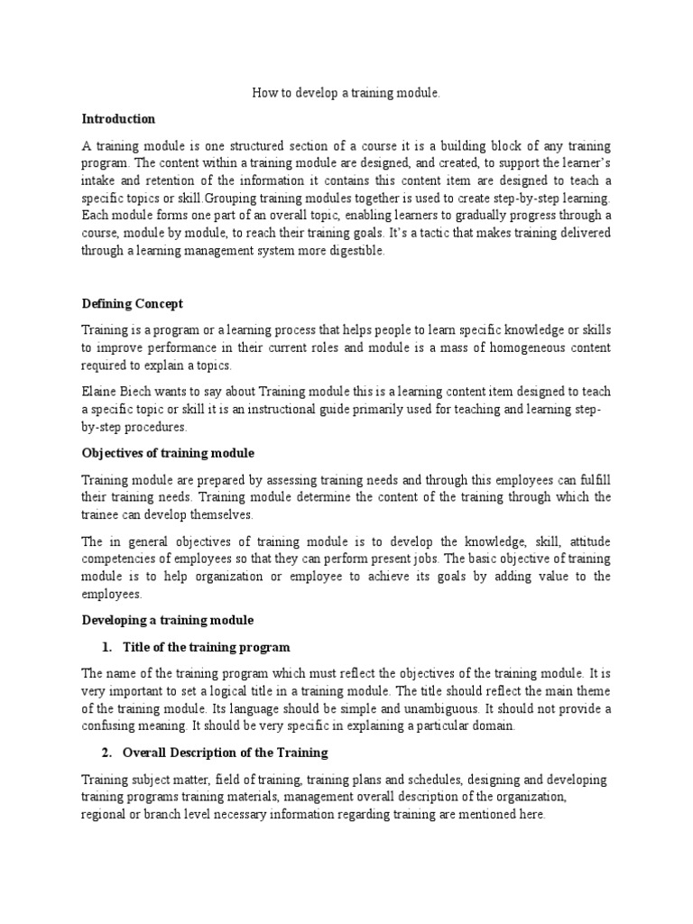 How To Develop A Training Module | PDF | Competence (Human Resources ...