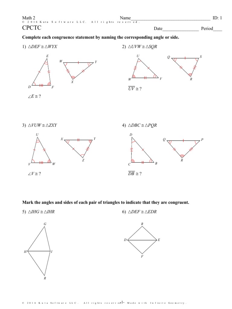 CPCTC WKST - Infinite Geometry | Download Free PDF | Classical Geometry | Elementary Geometry