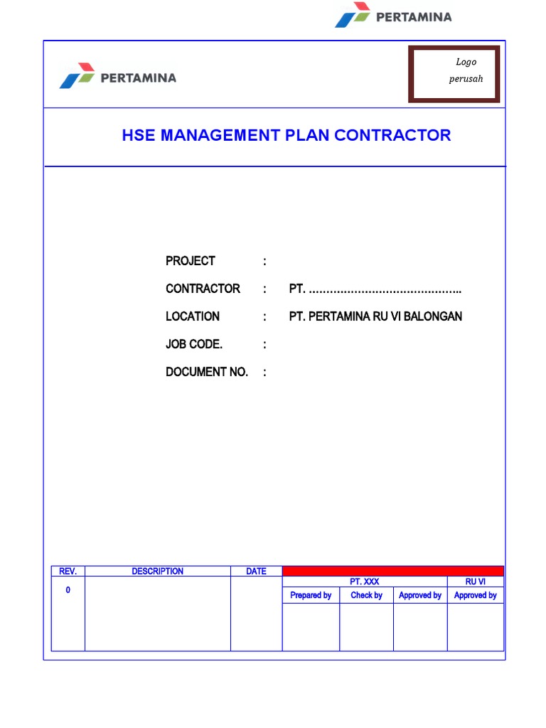 Draft HSE Plan Contractor Revisi-01 | PDF