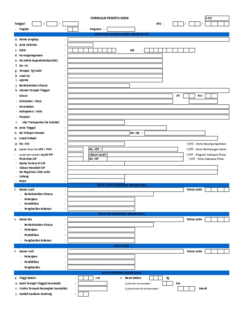 Formulir Dapodik | PDF