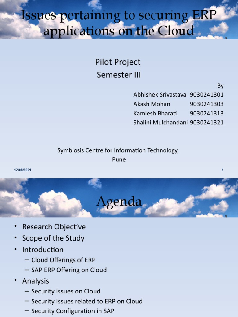 Issues Pertaining To Securing ERP Applications On The Cloud: Pilot Project Semester III | PDF ...